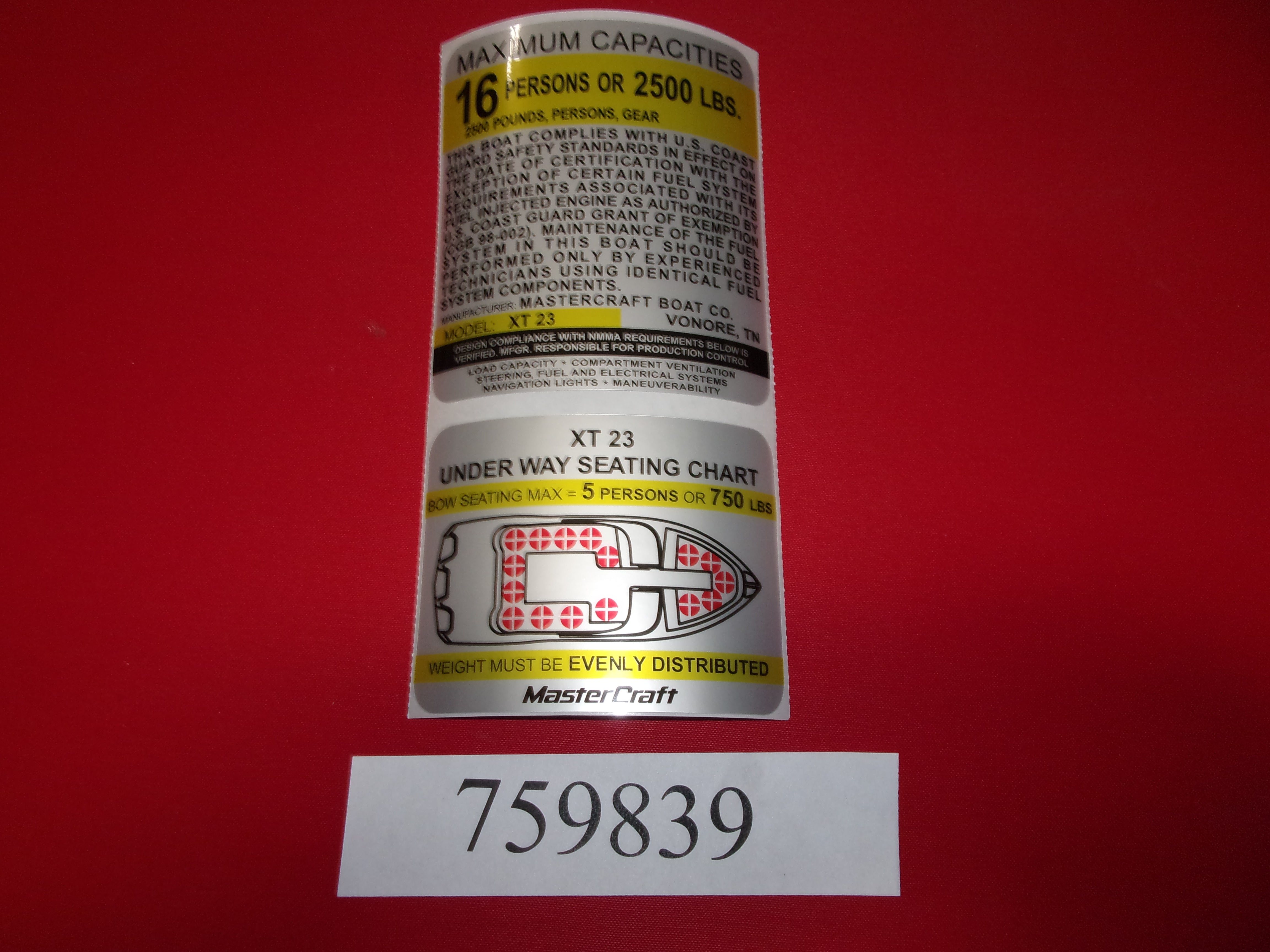 DECAL-CAPACITY NMMA DOME SITC XT23 '22